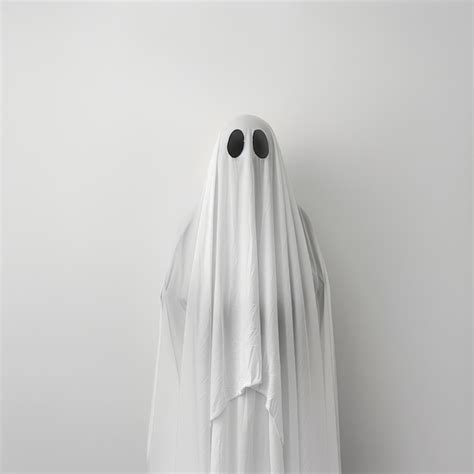 Ghost Costume Halloween Outfit White Sheet Ghost Premium Ai Generated