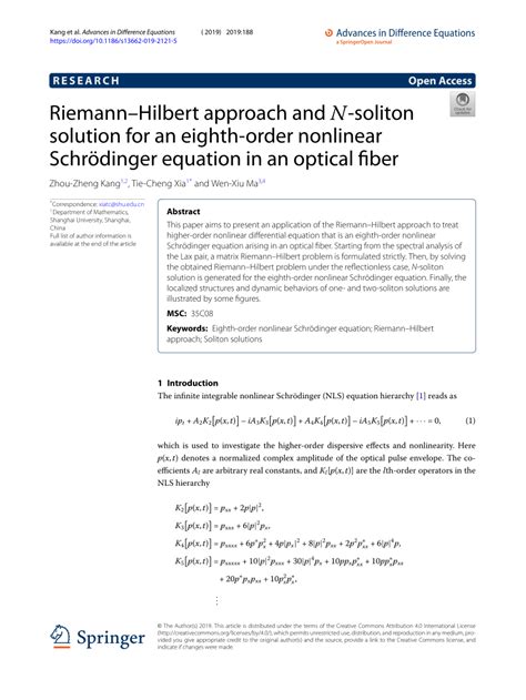 Pdf Riemannhilbert Approach And N Soliton Solution For An Eighth