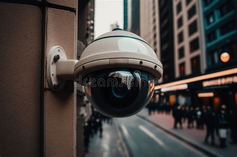 A Security Camera Monitoring Activity On A City Street Generative Ai Stock Illustration