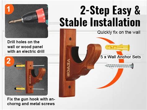 Vevor Gun Rack Wall Mount Horizontal Gun Rack And Shotgun Hooks