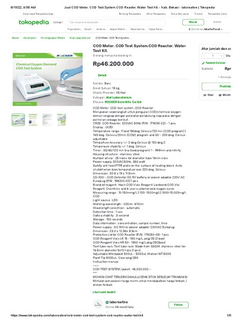 Jual Cod Meter Cod Test System Cod Reactor Water Test Kit Kab