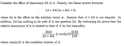 solved consider an n dimensional linear system ax b where