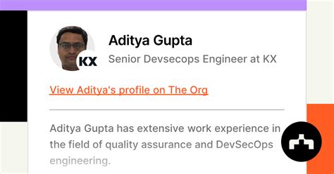 Aditya Gupta Senior Devsecops Engineer At Kx The Org