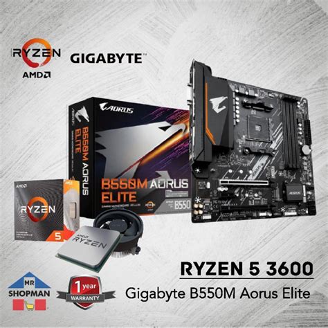 Amd Ryzen 5 3600 Processor W Gigabyte B550m Aorus Elite Motherboard