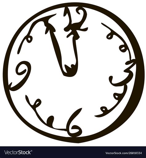 Line Art Clock On Wall Royalty Free Vector Image