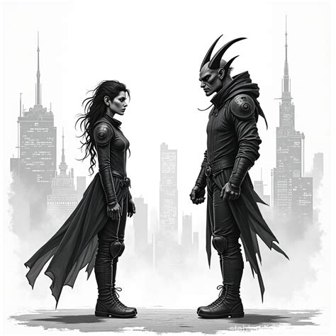 Cyberpunk Female Elf Vs Male Orc Mage Stable Diffusion Online