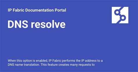 DNS Resolve IP Fabric Documentation Portal