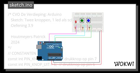 Oef 39 Knoppen Schakelaar 2 Drukknoppen 1 Led Wokwi Esp32 Stm32 Arduino Simulator