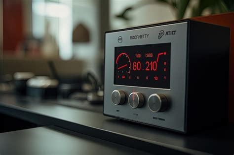 A Digital Clock Sitting On Top Of A Counter Premium AI Generated Image