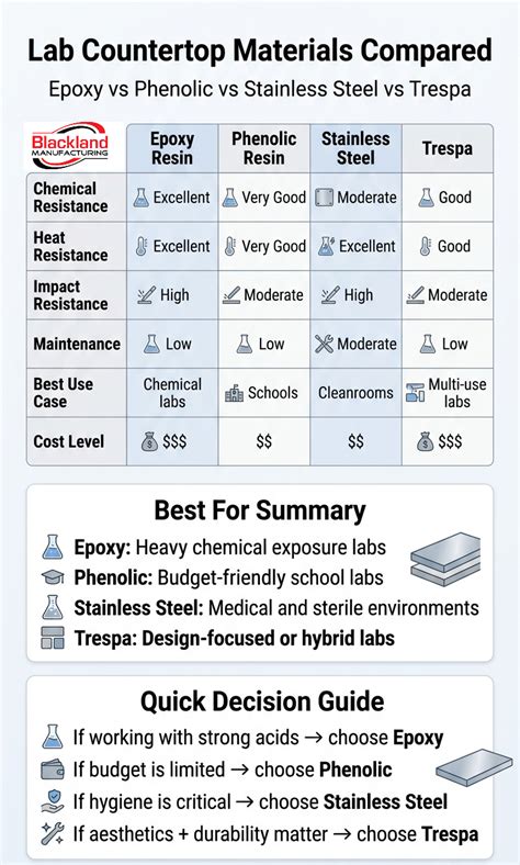 Best Lab Countertop Materials Compared Epoxy Vs Phenolic Vs Stainless
