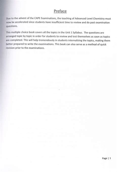 Cape Unit 1 Chemistry Multiple Choice Questions Caribbean Tutorial
