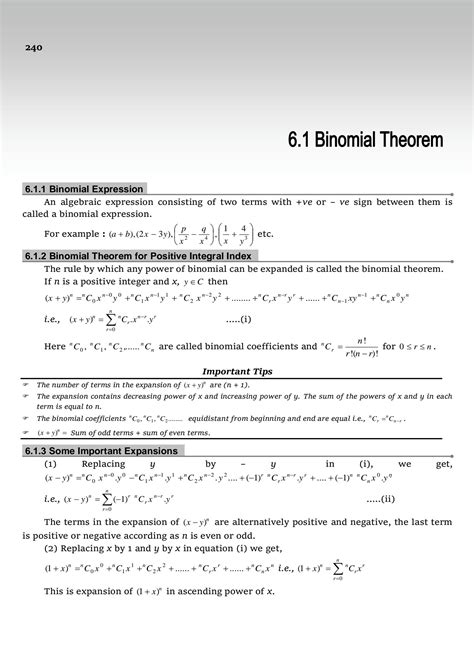 Solution Iit Jee Main Maths Notes For 2022 2023 1 Binomial Theorem