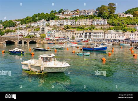 Looking Over The East Looe River To East Looe Dwellings And Shops On A