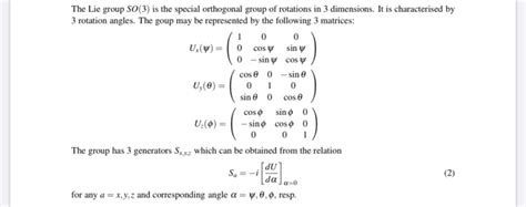 Solved The Lie Group So 3 Is The Special Orthogonal Group