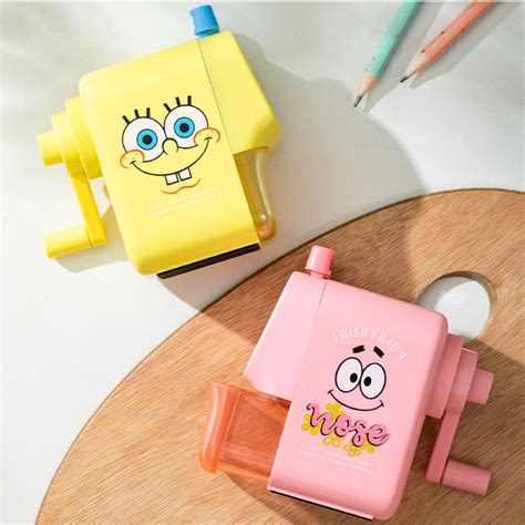 Deli Spongebob Squarepants Rotary Sharpener For Thick Graphite Pencil Cute Stationery Pengasah