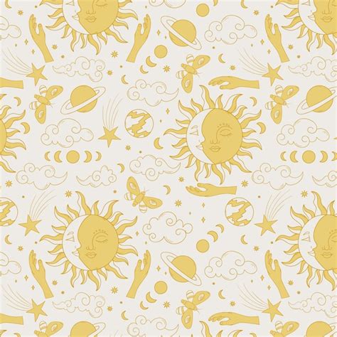 Free Vector Hand Drawn Celestial Pattern