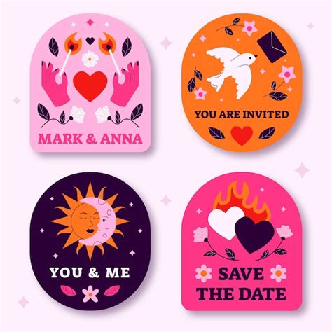 Free Vector Wedding Celebbration Labels Template