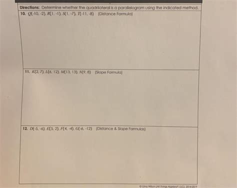 Solved Directions Determine Whether The Quadrilateral Is A