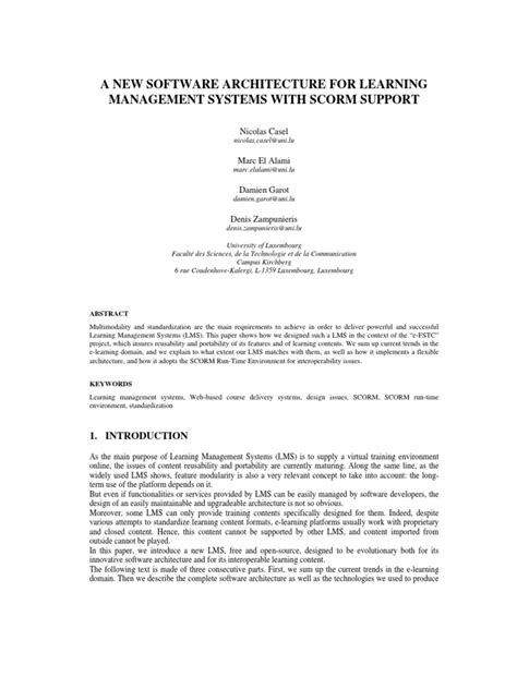 a new software architecture for learning management systems with scorm