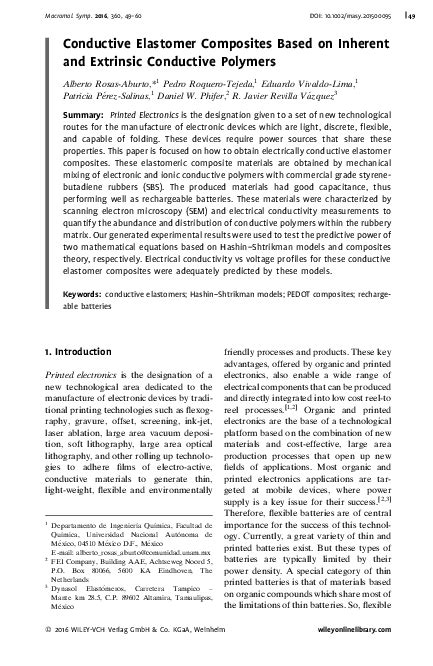 Pdf Conductive Elastomer Composites Based On Inherent And Extrinsic