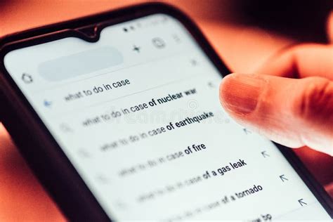 Close Up Back View Of Woman Searching Dystopian Themes As Search Engine