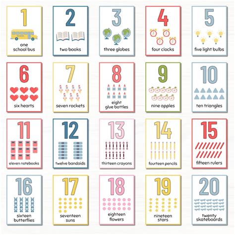 Printable Number Flashcards 1 20 Preschool Counting Flash Cards
