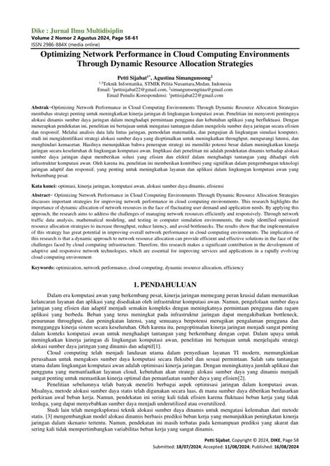 Pdf Optimizing Network Performance In Cloud Computing Environments