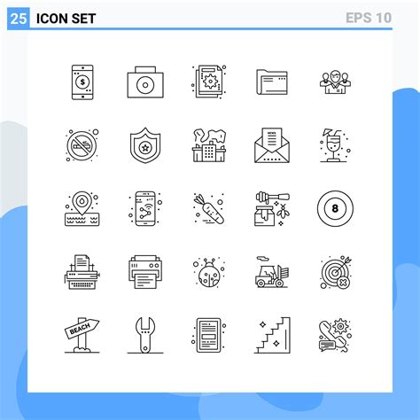 Stock Vector Icon Pack Of 25 Line Signs And Symbols For Storage Empty Chart Document Archive