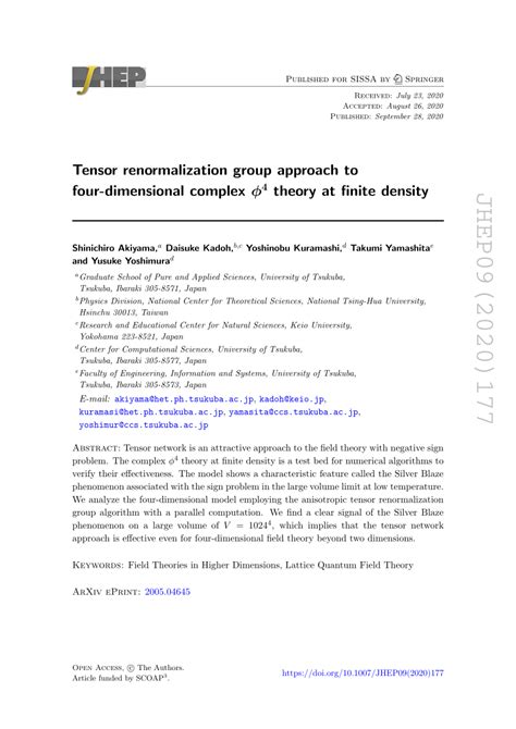 Pdf Tensor Renormalization Group Approach To Four Dimensional Complex ϕ4 Theory At Finite Density