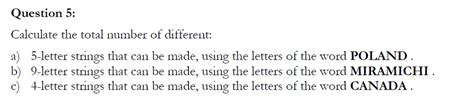 solved calculate the total number of different a 5 letter