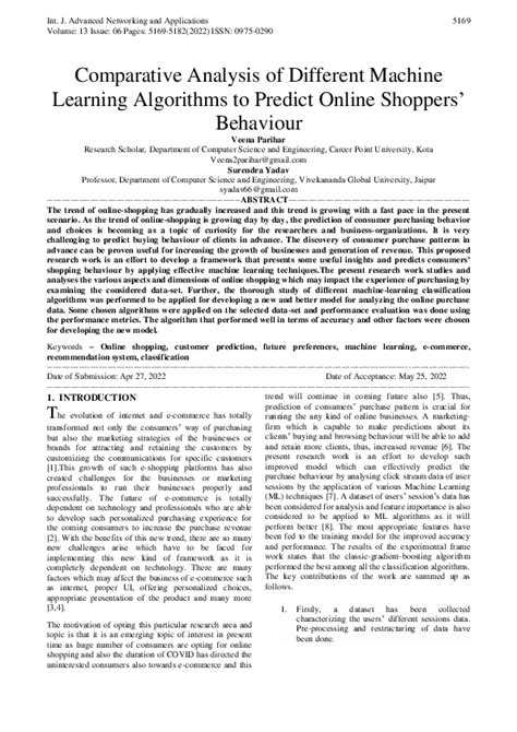 Pdf Comparative Analysis Of Different Machine Learning Algorithms To