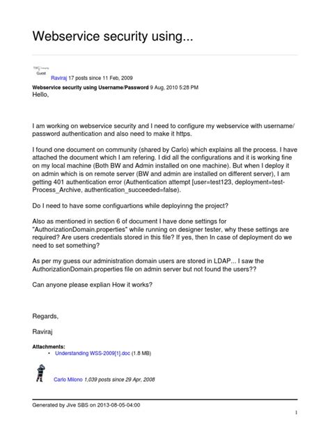 Webservice Security Using Usernamepassword Pdf Authentication Transport Layer Security