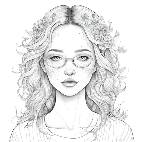 Premium Photo A Drawing Of A Woman With Flowers In Her Hair