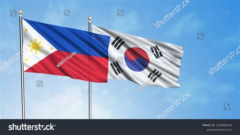 Philippines Flag South Korea Flag 3d Stock Illustration 2226869319