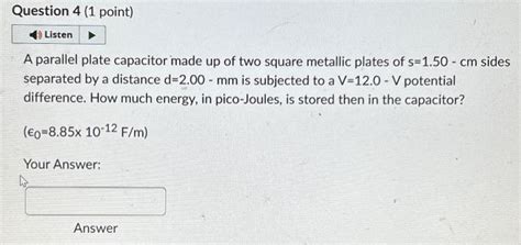 Solved A Parallel Plate Capacitor Made Up Of Two Square