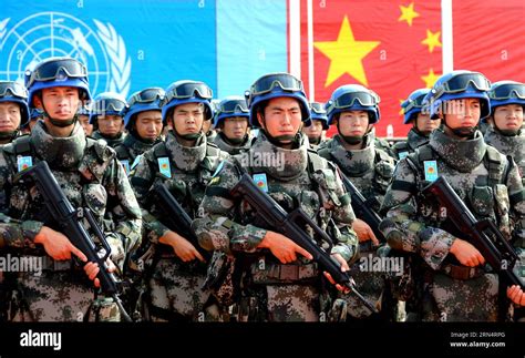 Members Of China S Peacekeeping Infantry Battalion Stand In Formation