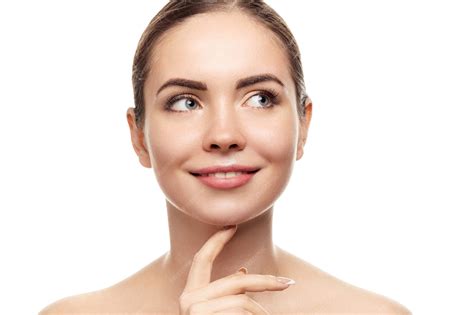Premium Photo Beautiful Young Woman With Clean Fresh Skin Look Away