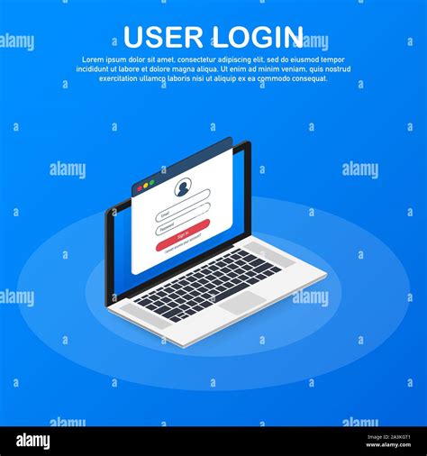 Sign In To Account User Authorization Login Authentication Page Concept Laptop With Login And