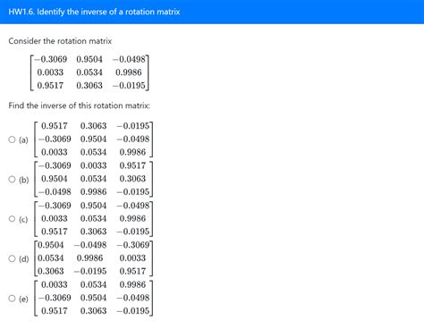 Solved HW1 6 Identify The Inverse Of A Rotation Chegg Com