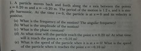 solved 1 a particle moves back and forth along the x axis