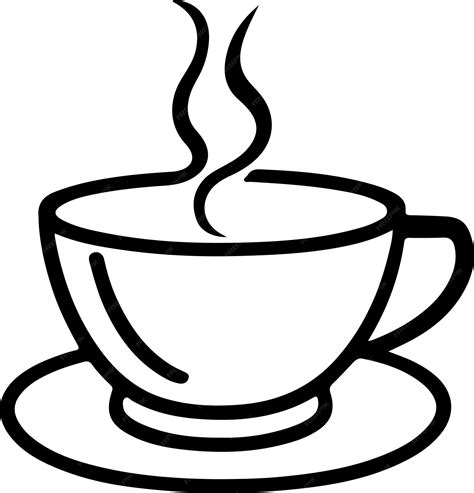 Premium Vector This Vector Art Depicts A Black And White Cup Of Tea Or Coffee With Steam