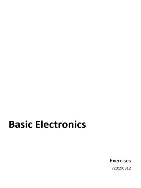 Basic Electronics Circuit Analysis Exercises Pdf Electrical Network