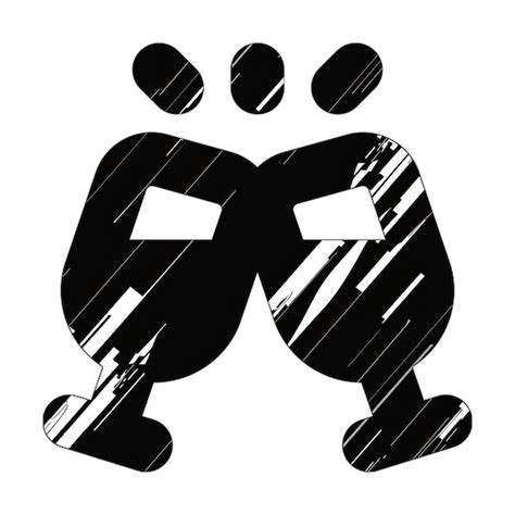 Glass Cheers Icon Black And White Diagonal Texture Premium Ai
