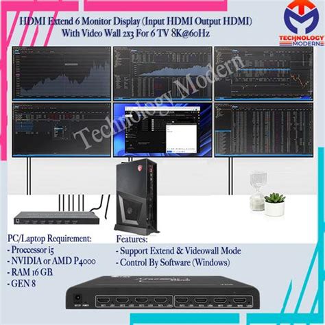 Jual Hdmi 4k Extend 6 Monitor Display Video Wall 2x3 Big Pict Input Hdmi Normal Version