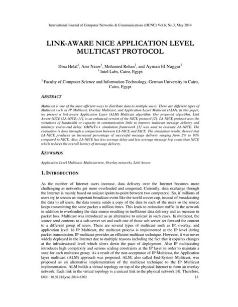 Link Aware Nice Application Level Multicast Protocol Pdf
