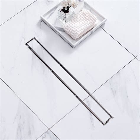 Vevor 610mm Linear Shower Drain Offset With Tile Insert Coverbrushed 304 Stainless Steel