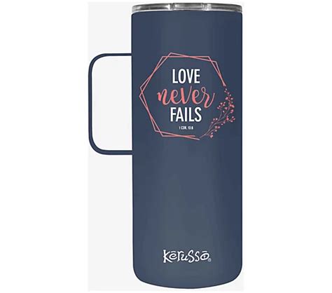 kerusso dual wall love never fails 22 oz mug with handle
