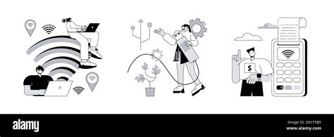 Device Connectivity Abstract Concept Vector Illustration Set Wi Fi Usb And Nfc Connection