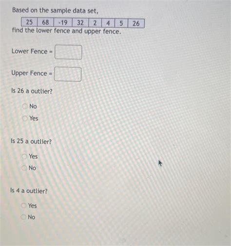 Solved Based On The Sample Data Set Find The Lower Fence Chegg Com