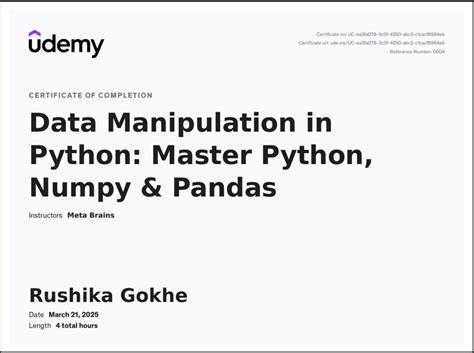 Python Datascience Numpy Pandas Learning Datamanipulation Udemy
